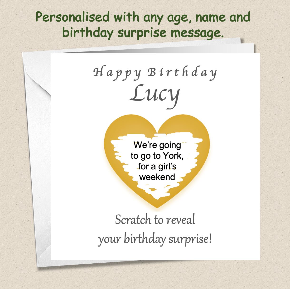 Personalised Scratchcard surprise present Birthday Card - | MOglie