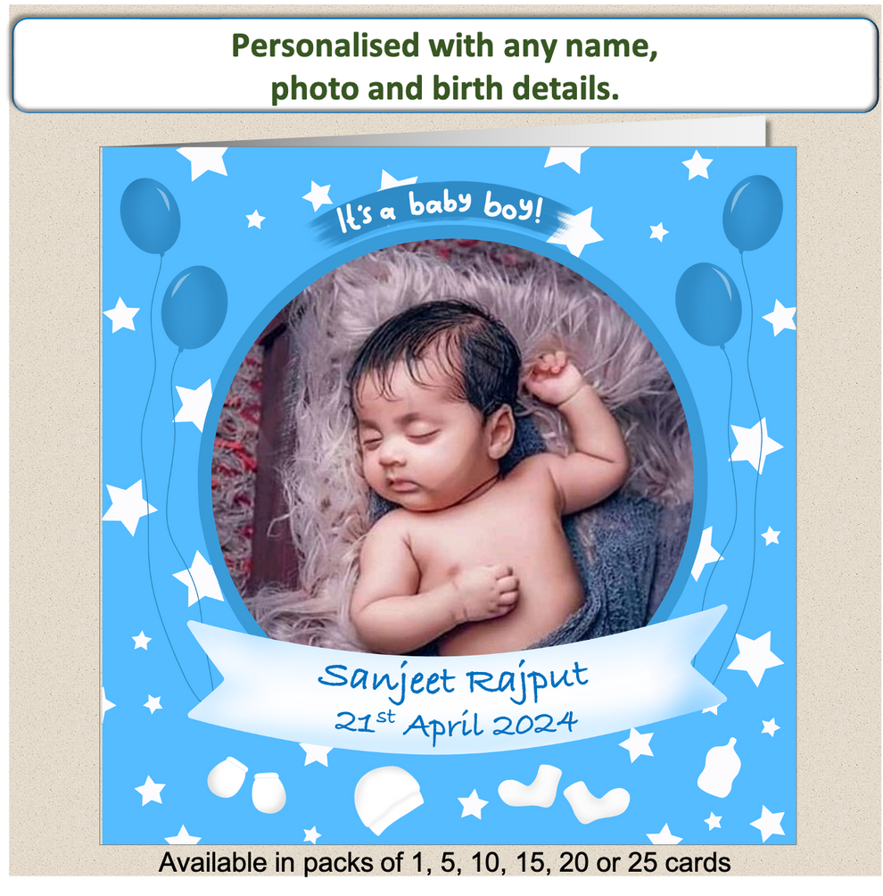 Personalised New Baby Arrival Announcement Card - Baby10 – MOglie