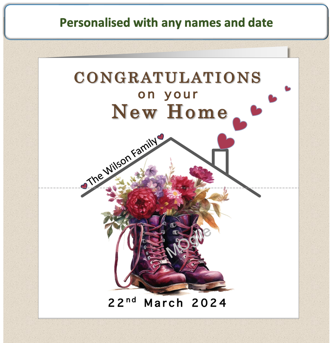 Personalised Congratulations On Your New Home boot and flowers – MOglie