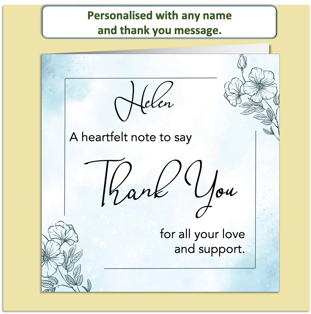 Personalised Thank You Card – Watercolour Floral Design – Custom Name ...