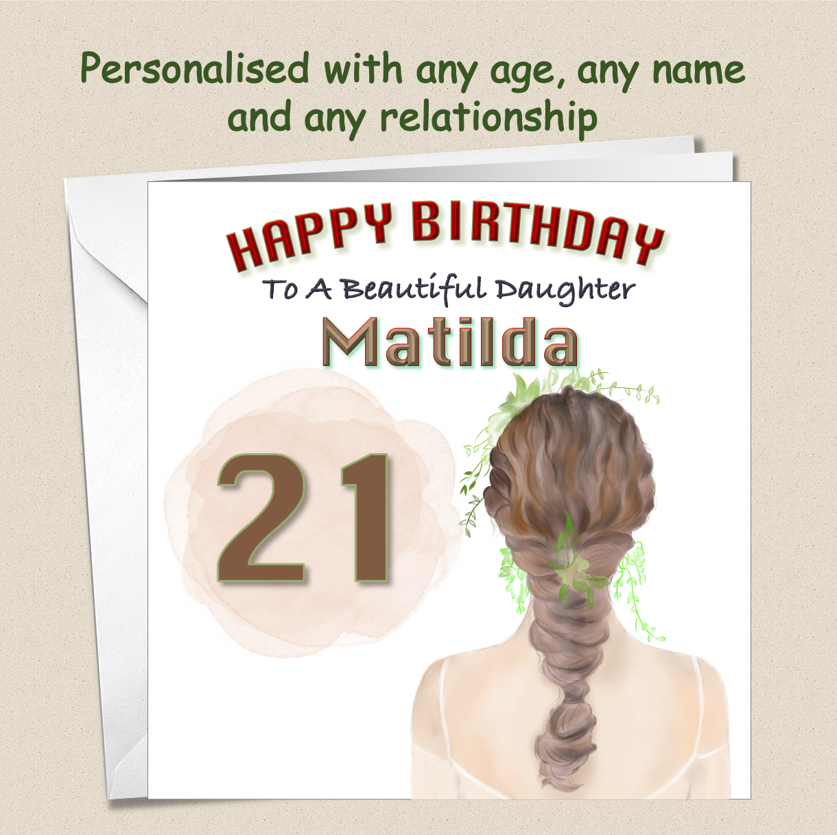Personalised Female Young Lady Girl Birthday Card - back | MOglie