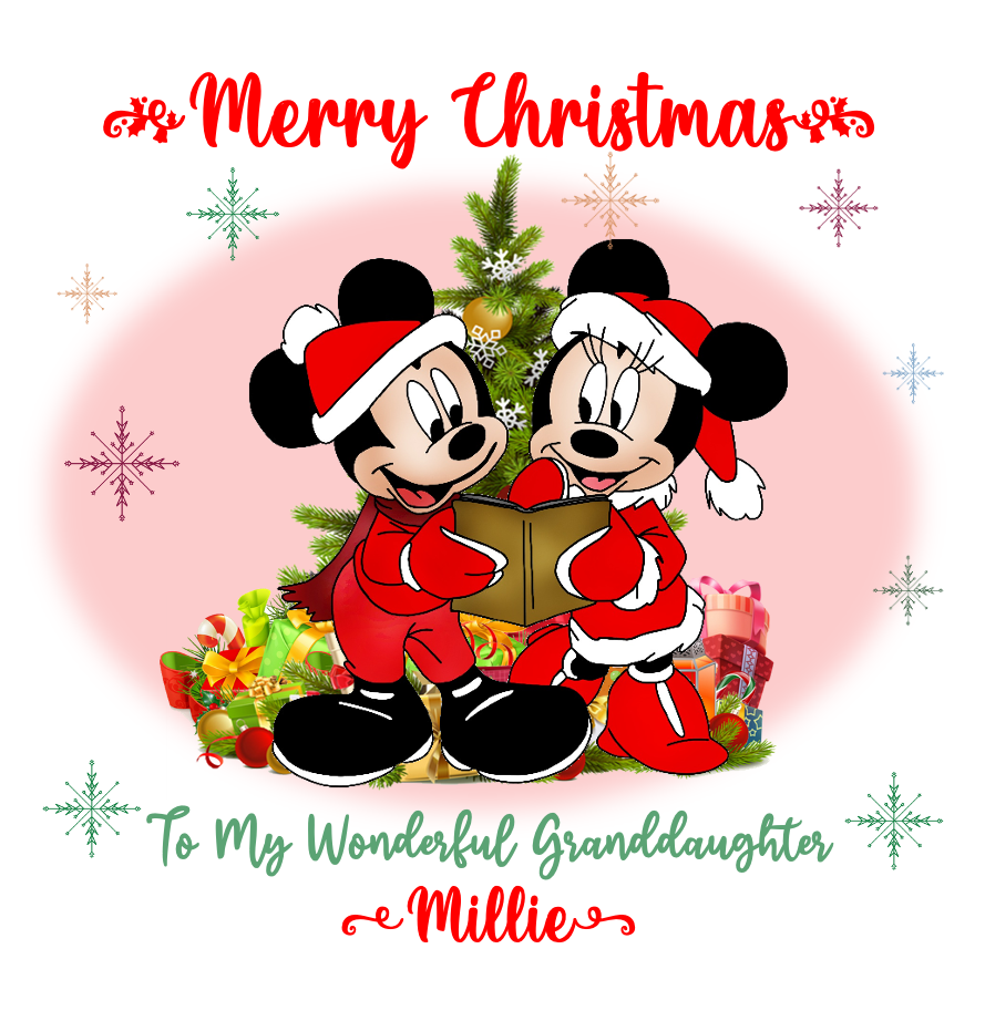 Personalised Mickey and Minnie Mouse Christmas Card - Red – MOglie