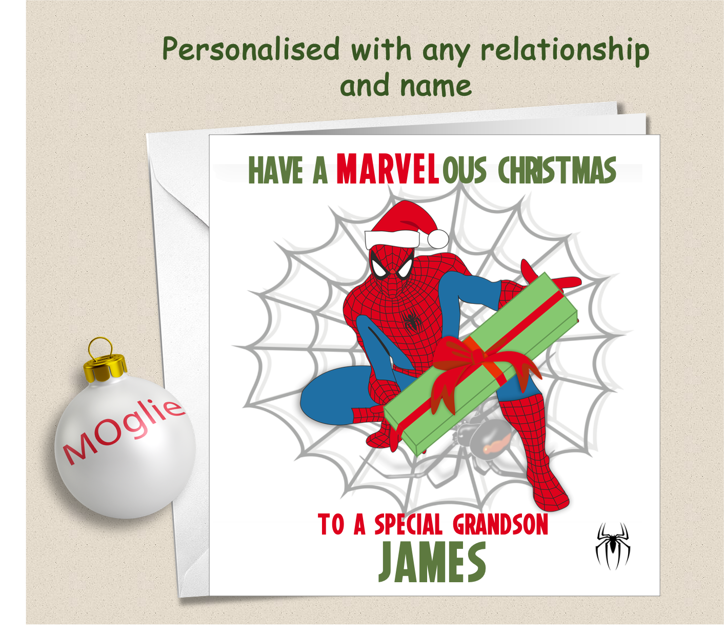 Personalised Marvel Spiderman Christmas Xmas Card – MOglie