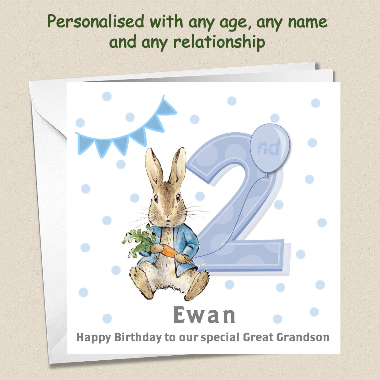 Personalised Peter Rabbit Birthday Card - Boys 2nd Birthday | MOglie