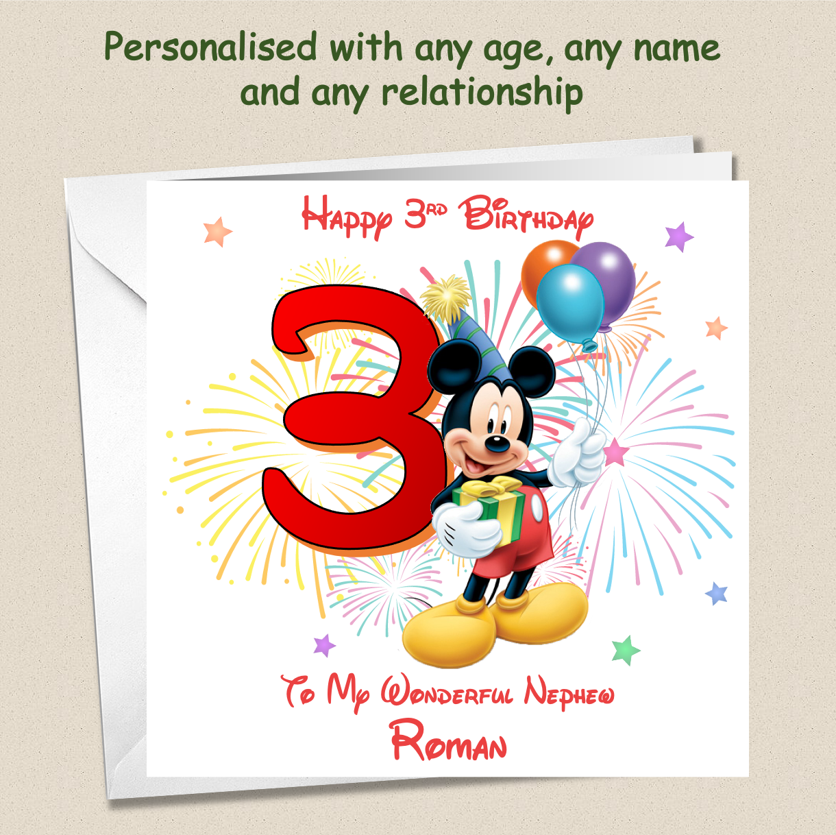 Personalised Mickey Mouse Birthday Card - 3rd Birthday – MOglie