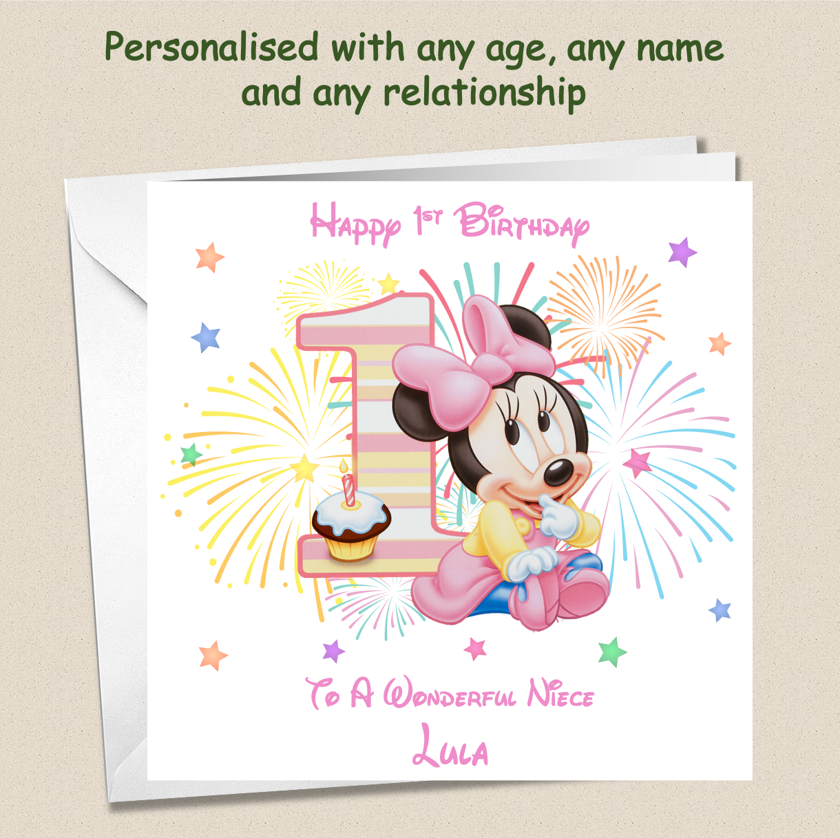 Personalised Minnie Mouse Birthday Card - 1st Birthday – MOglie
