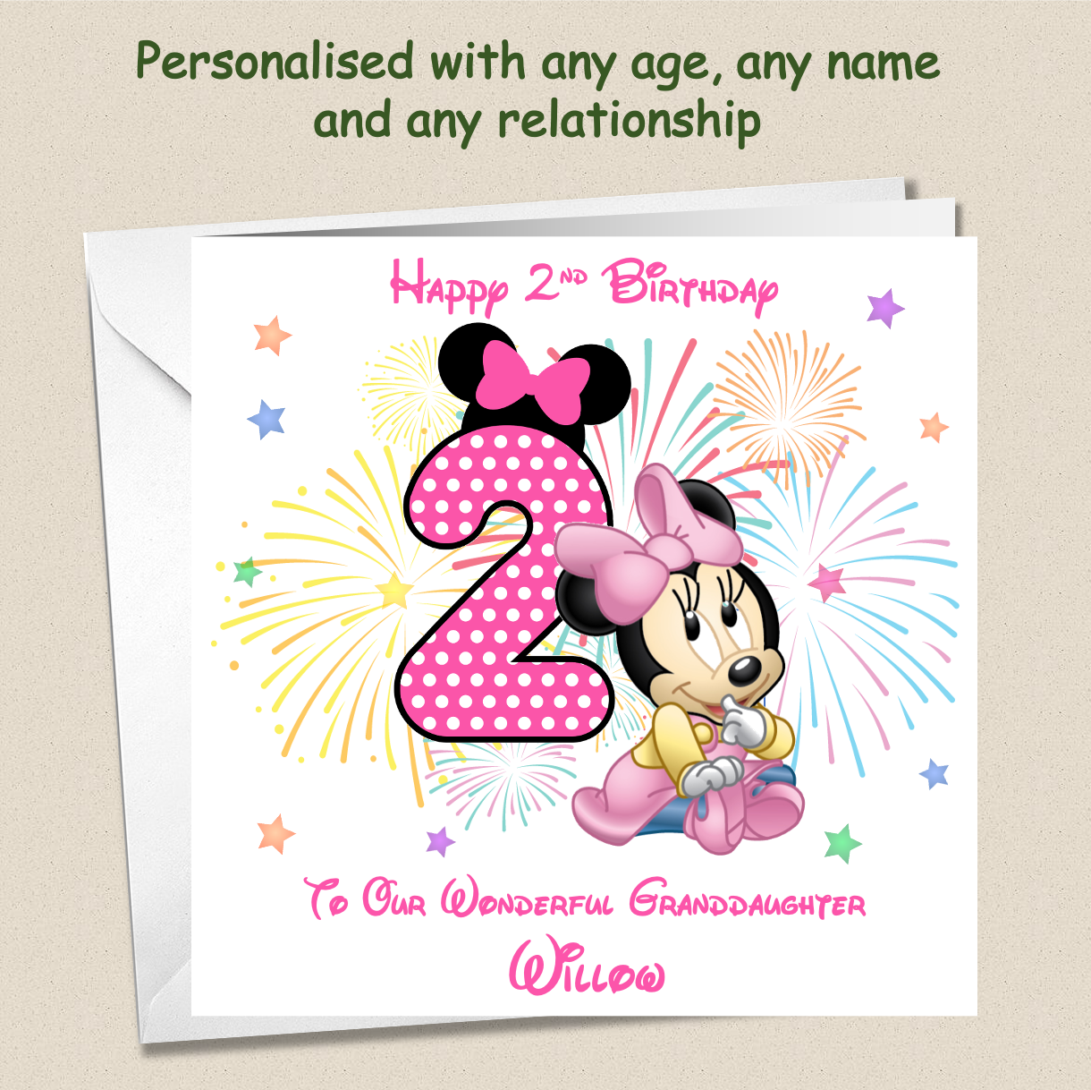 Personalised Minnie Mouse Birthday Card - 2nd Birthday – MOglie
