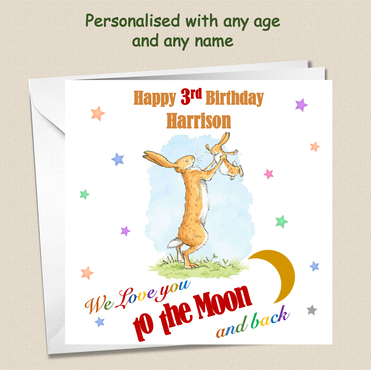 Personalised Kids Childs Love You To The Moon and Back Birthday Card ...