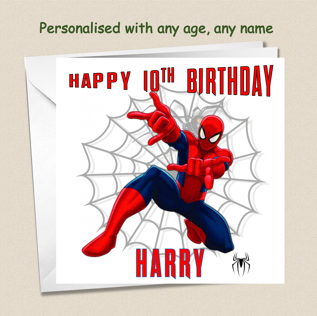 Personalised Spiderman Birthday Cards with age and name | MOglie