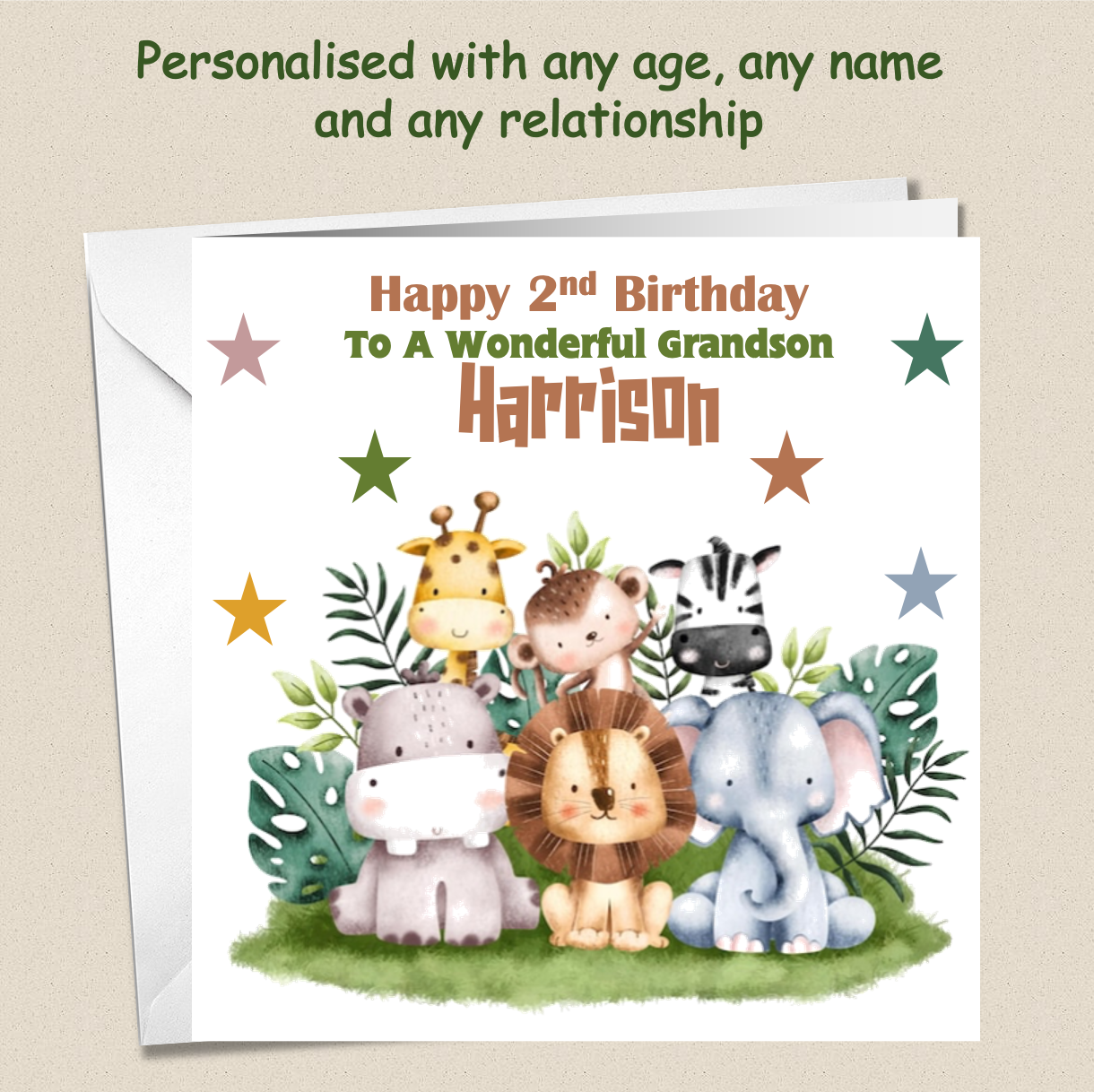 Personalised Jungle Kids Childs Birthday Card - Jung 1-3 – MOglie
