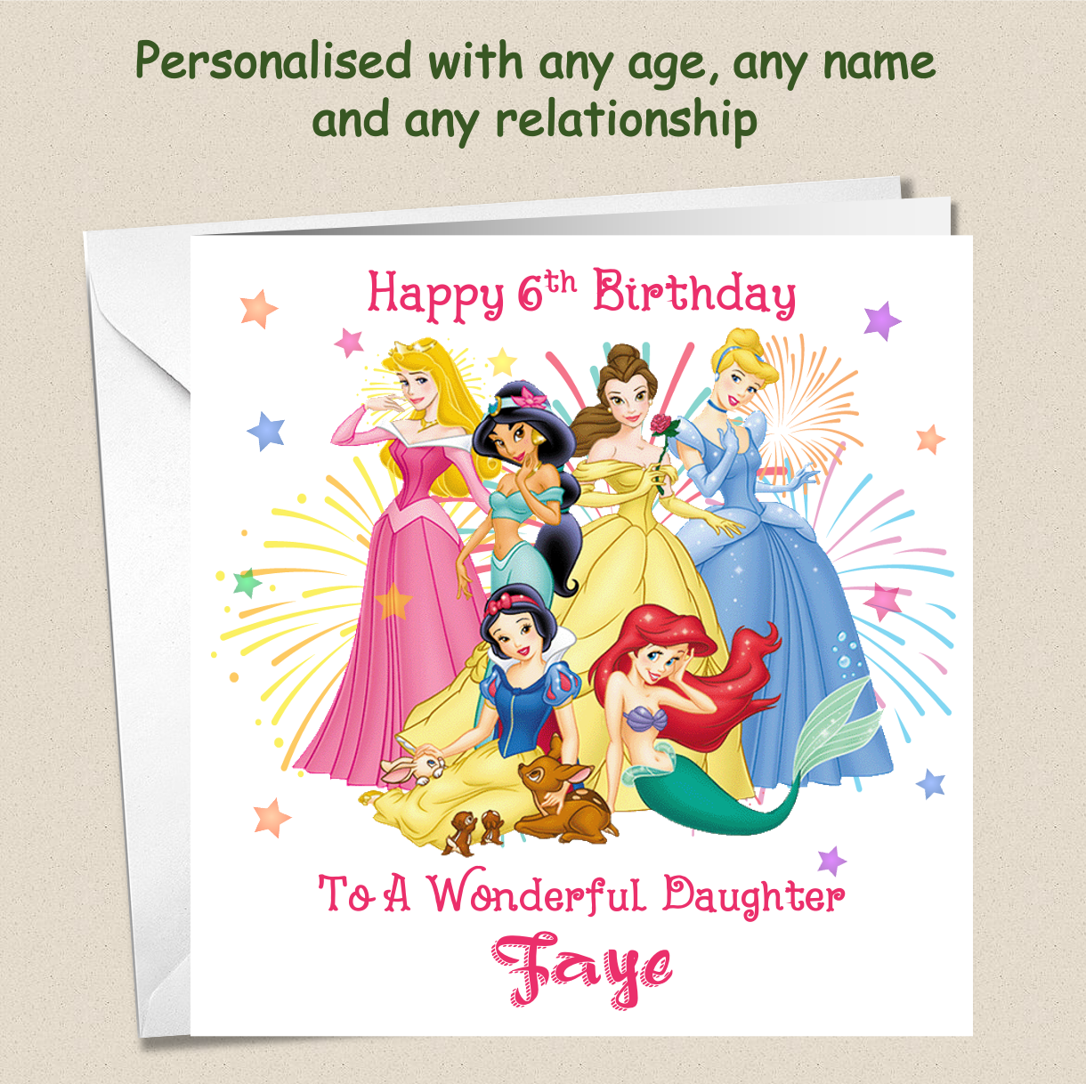 Personalised Princess Girls Birthday Card - Prin1 – MOglie